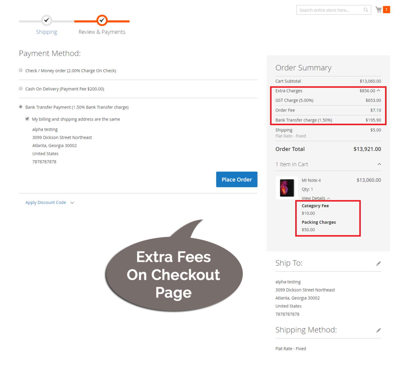 Magento 2 Extra Fee Extension