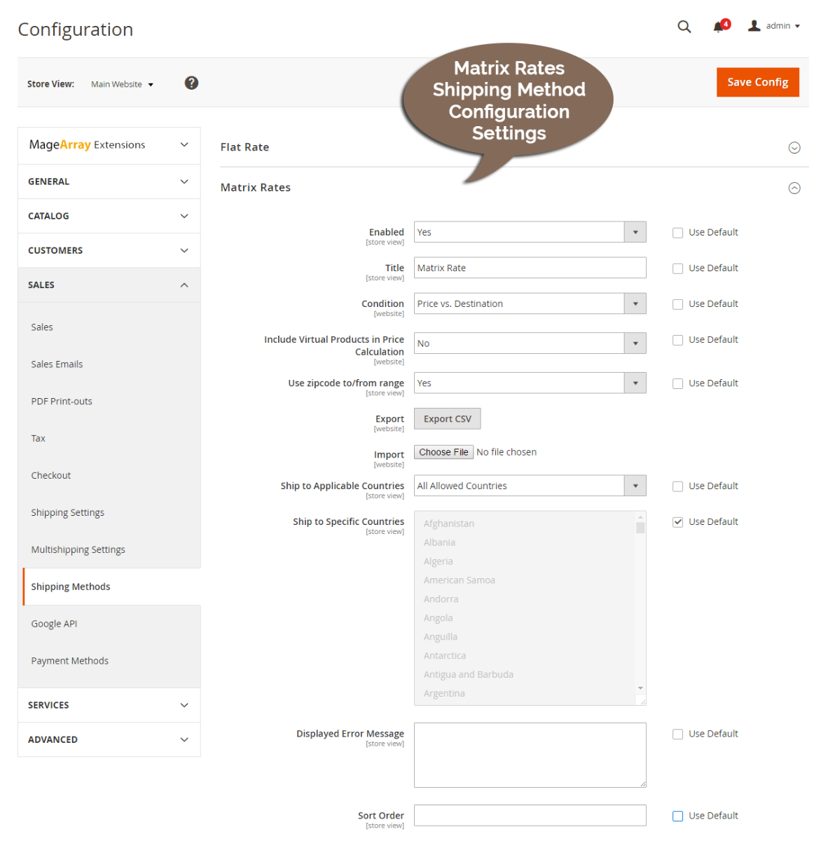 Magento 2 Matrix Rate Shipping Extension