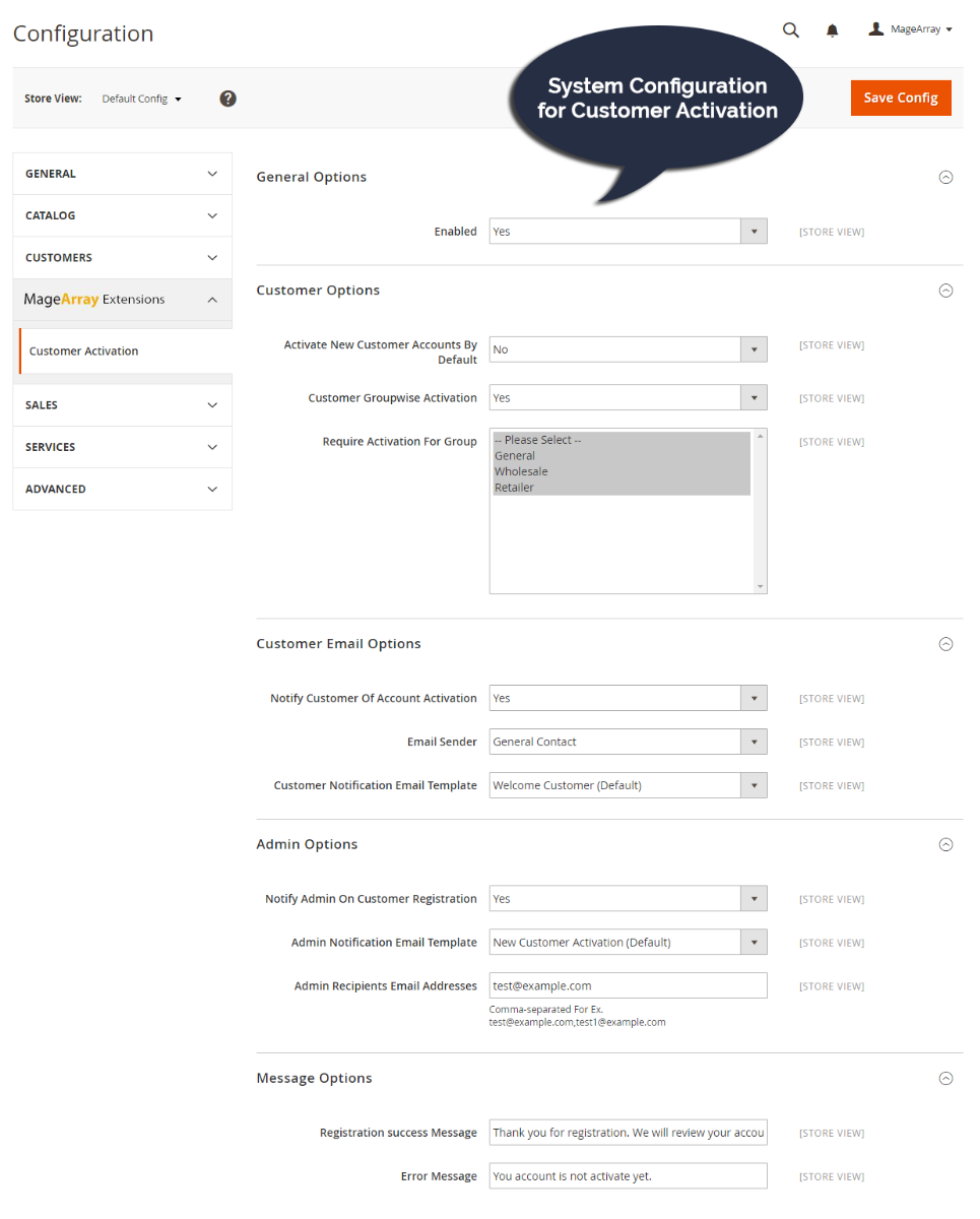 Magento 2 Customer Activation Extension