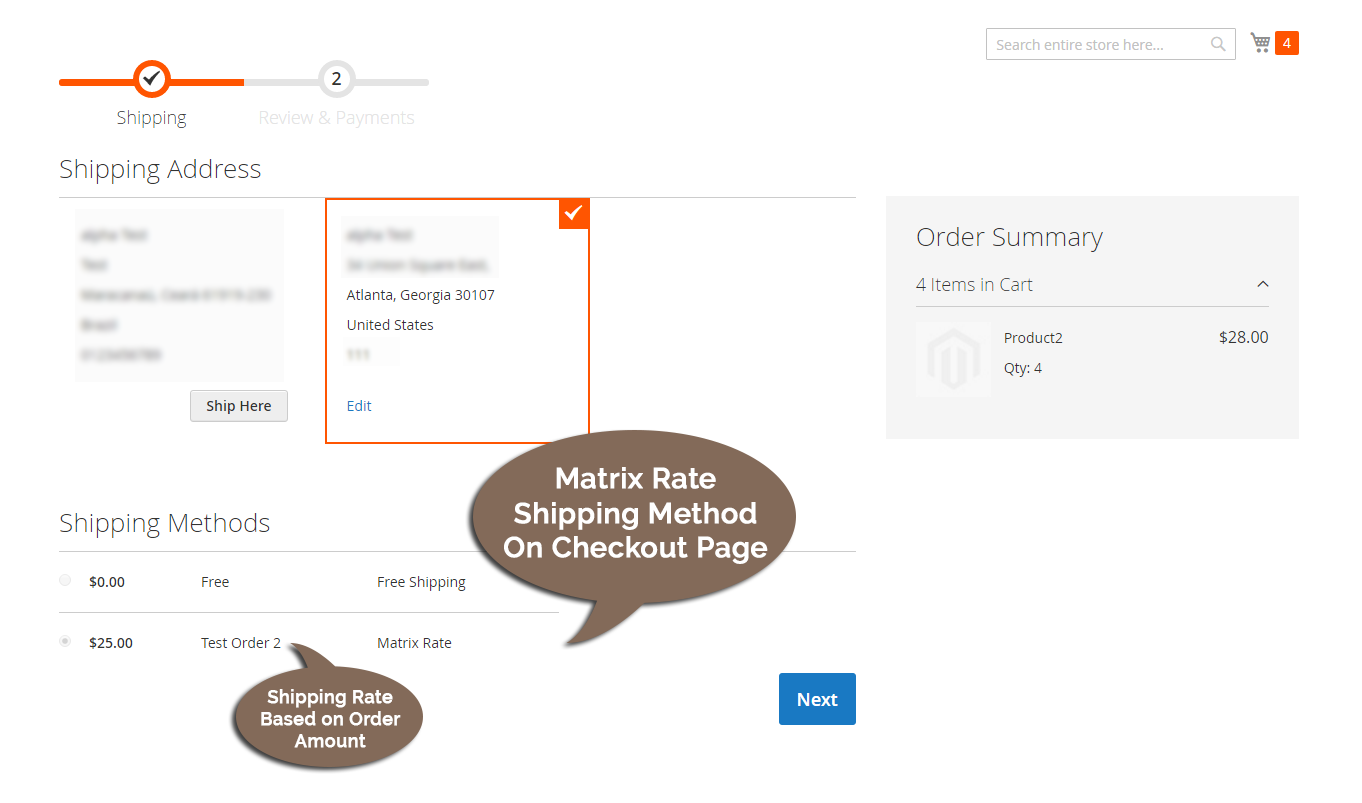 Magento 2 Matrix Rate Shipping Extension