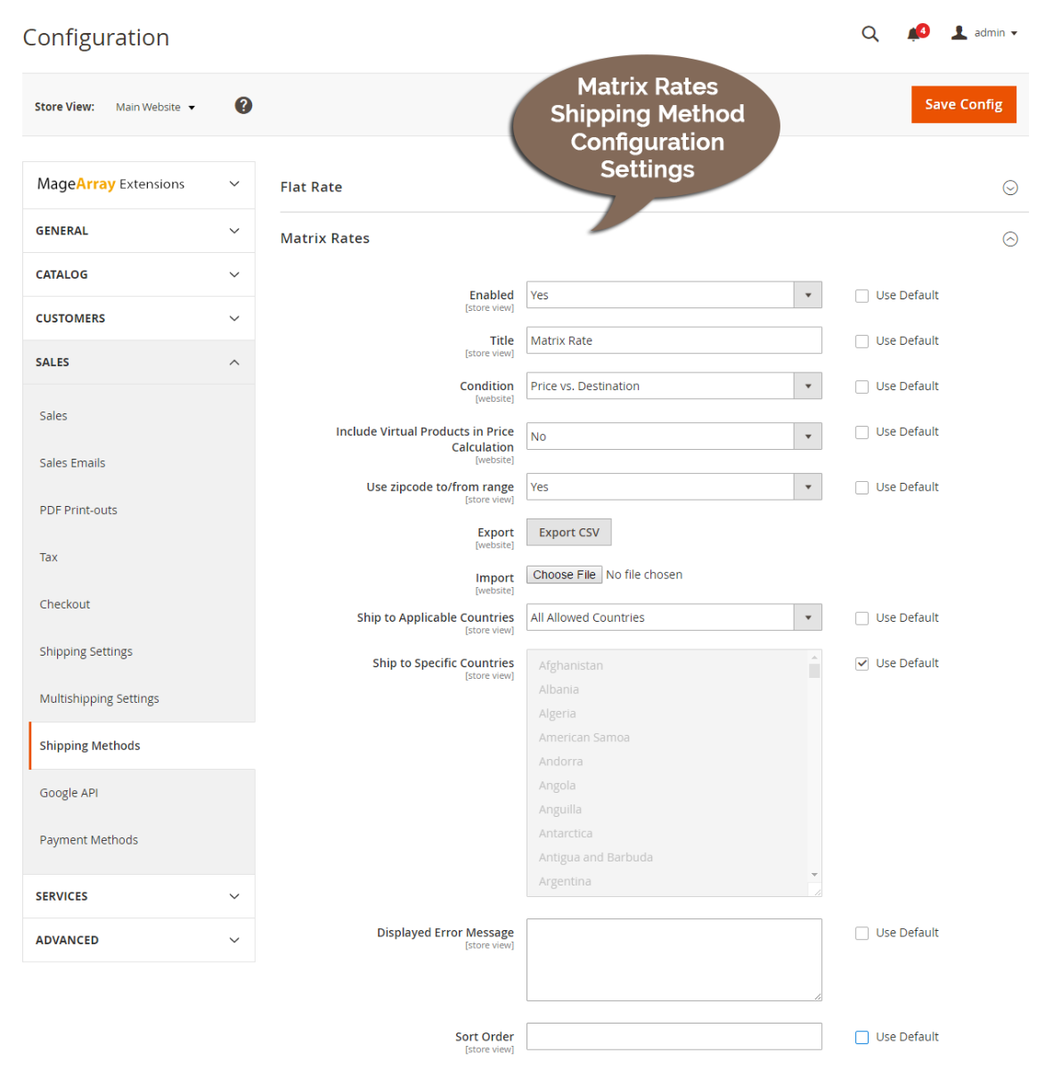 Magento 2 Matrix Rate Shipping Extension