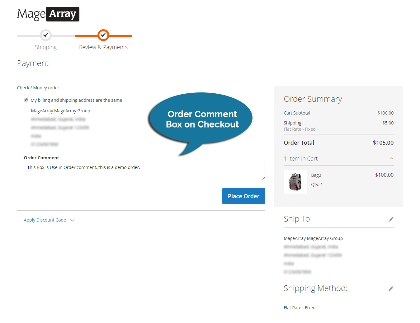 Magento 2 Order Comments Extension for Checkout Magento 2 Order Comments Extension for Checkout
